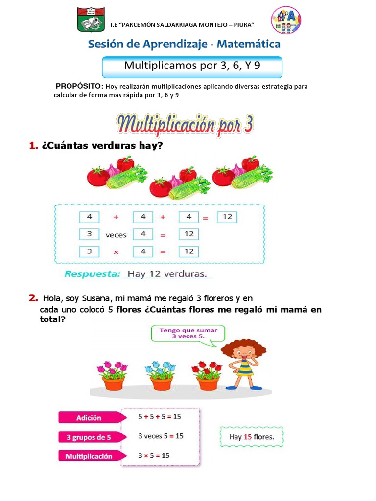 Multiplicamos Por 3,6,9 Matemática 8-06-23 | PDF