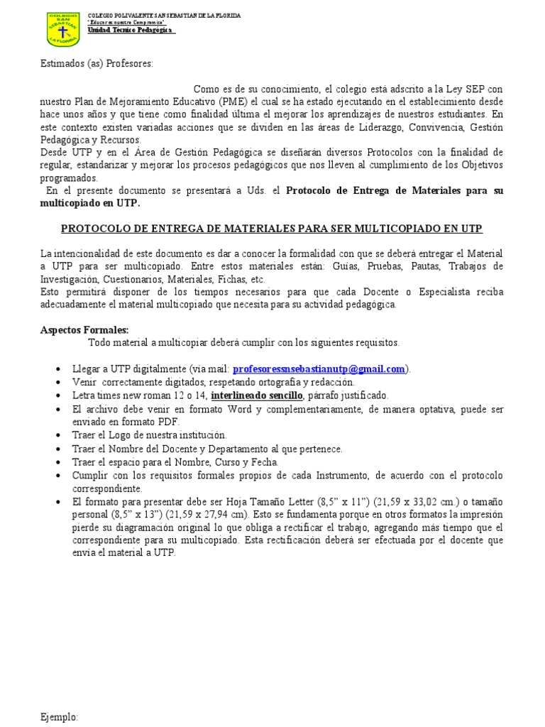 Protocolo de Multicopiado UTP | PDF | Maestros | Evaluación
