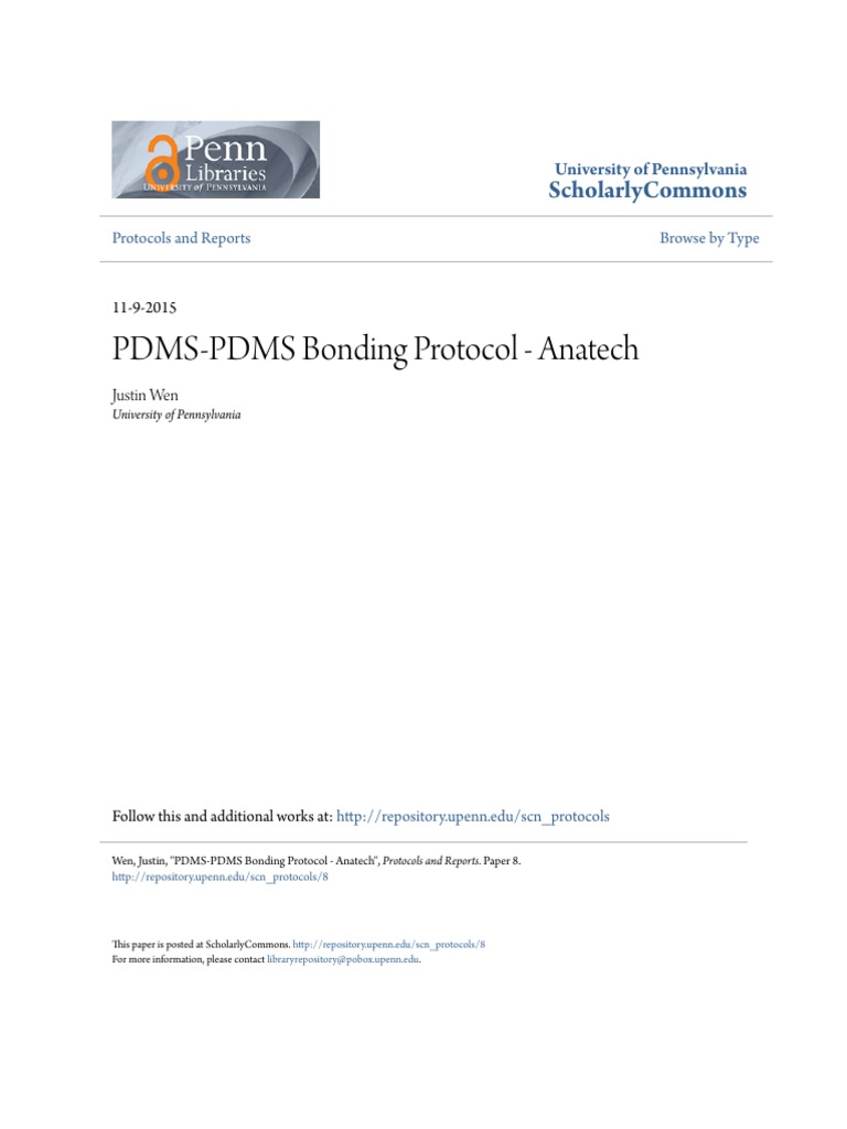 PDMS-PDMS Bonding Protocol - Anatech | PDF