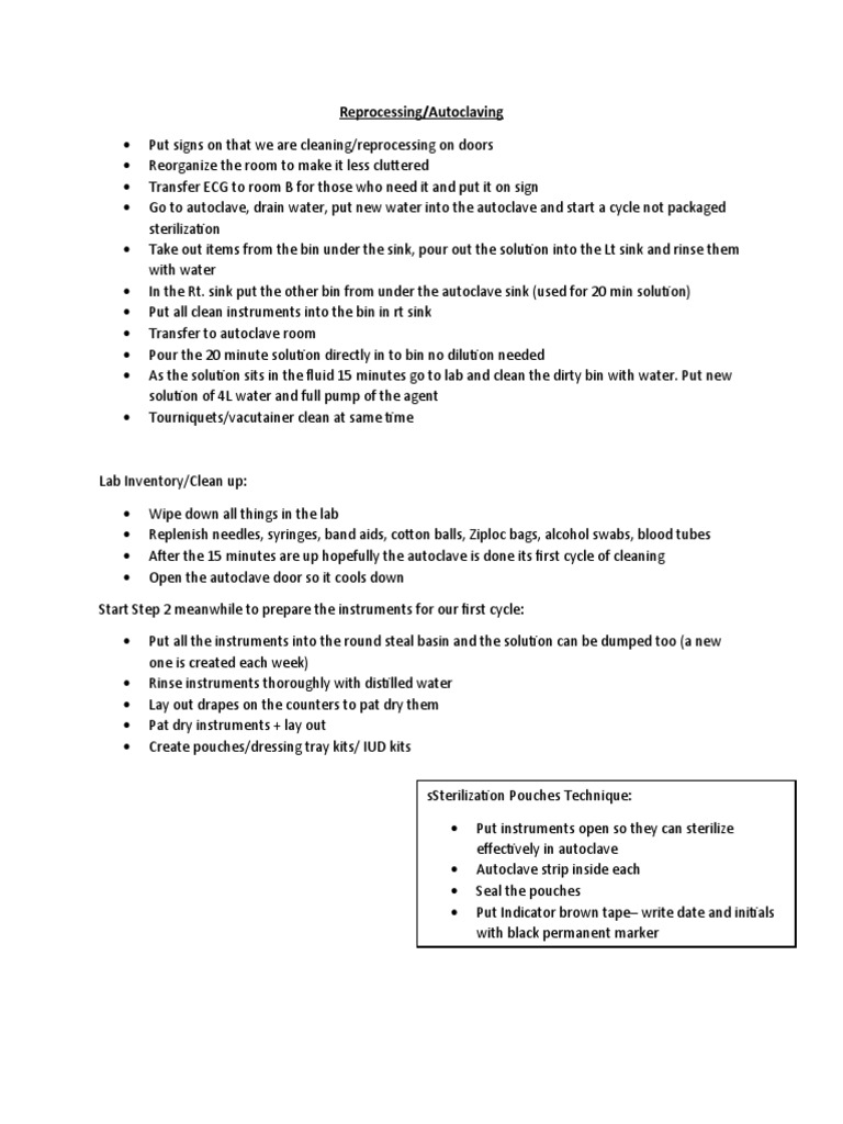 Reprocessing Steps | PDF | Sterilization (Microbiology) | Equipment