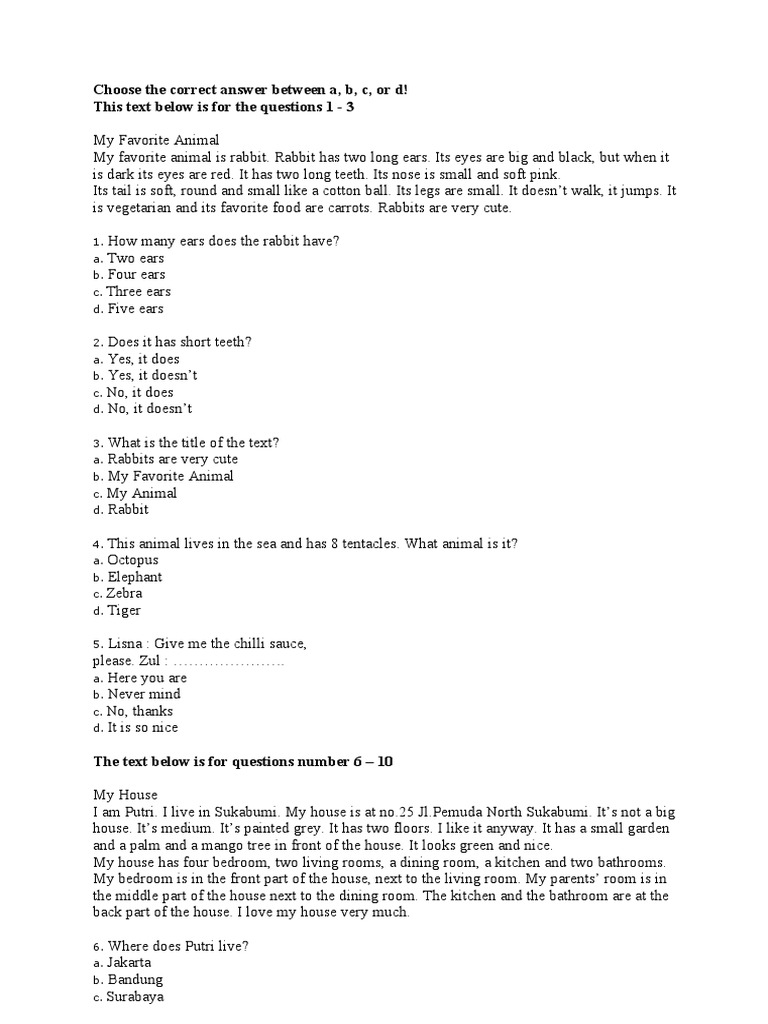 Soal PTS Bahasa Inggris Kelas 7 Semester 2 | PDF