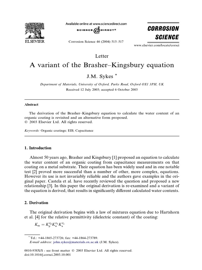 A Variant of the Brasher-Kingsbury Equation | PDF