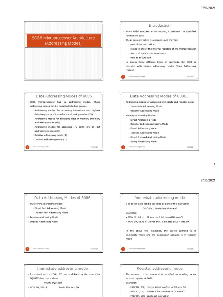 1 5 Eeeq 472 8086 Microproessor Addressing Modes Pdf Computer