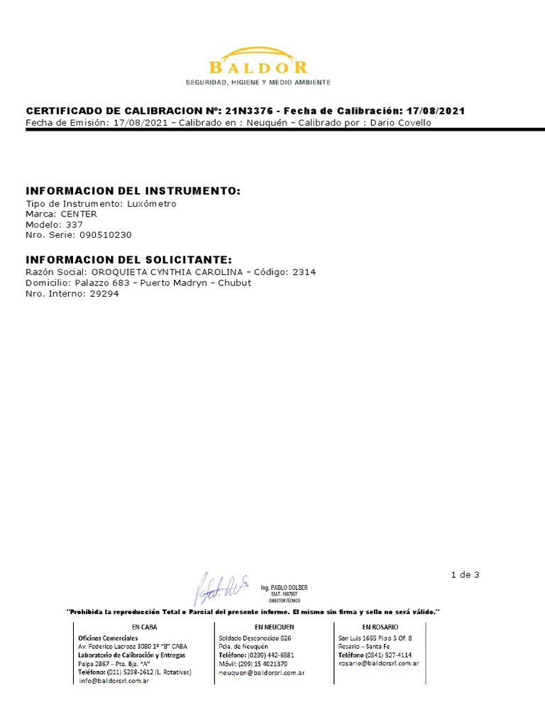 Luxómetro 21N3376 AGO 21 | PDF | Calibración | Metrología