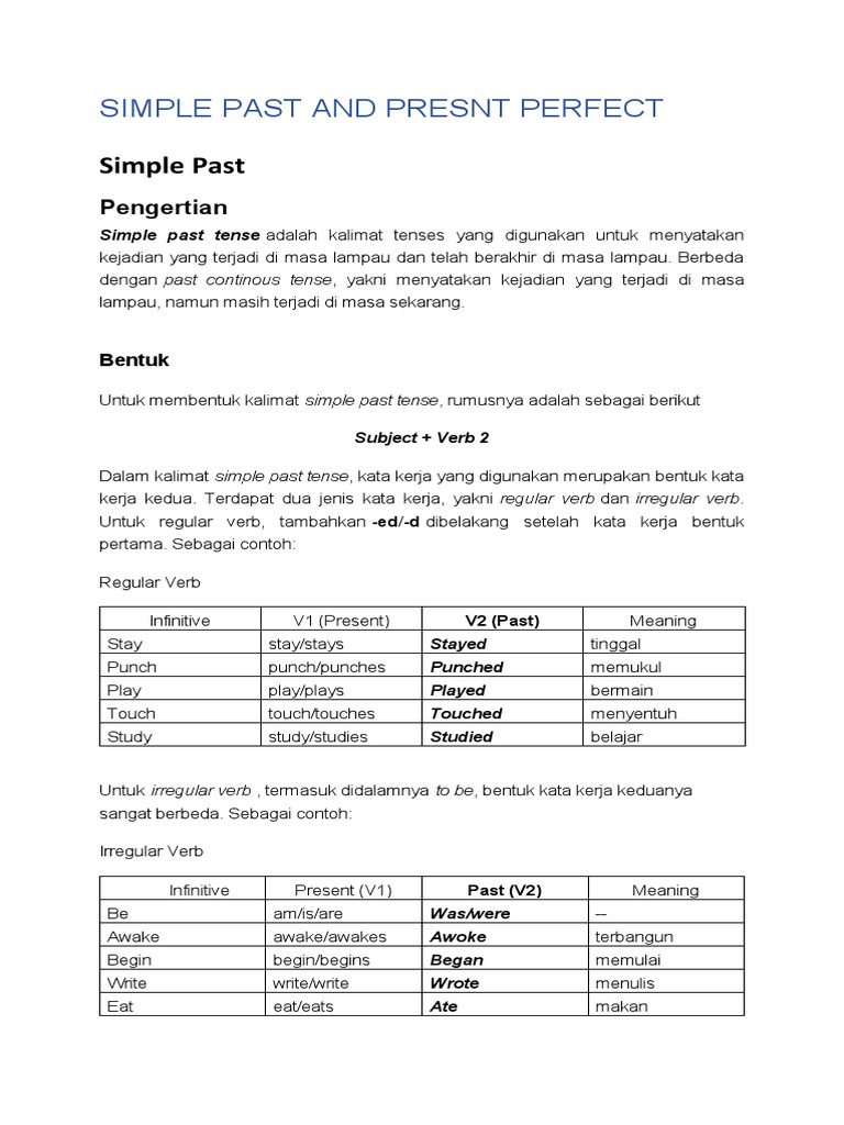 Simple Past vs Present Perfect Tense | PDF