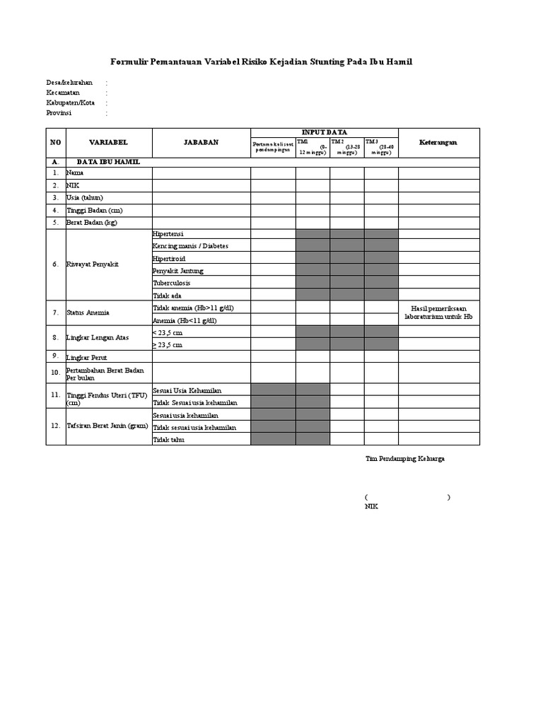 Visum & Formulir Pendampingan Bumil, Pasca Salin | PDF