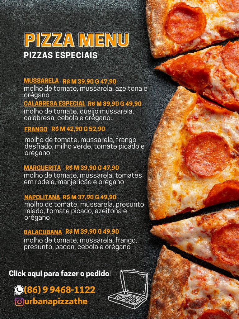 Cardápio Moderno Urbana Pizza | PDF