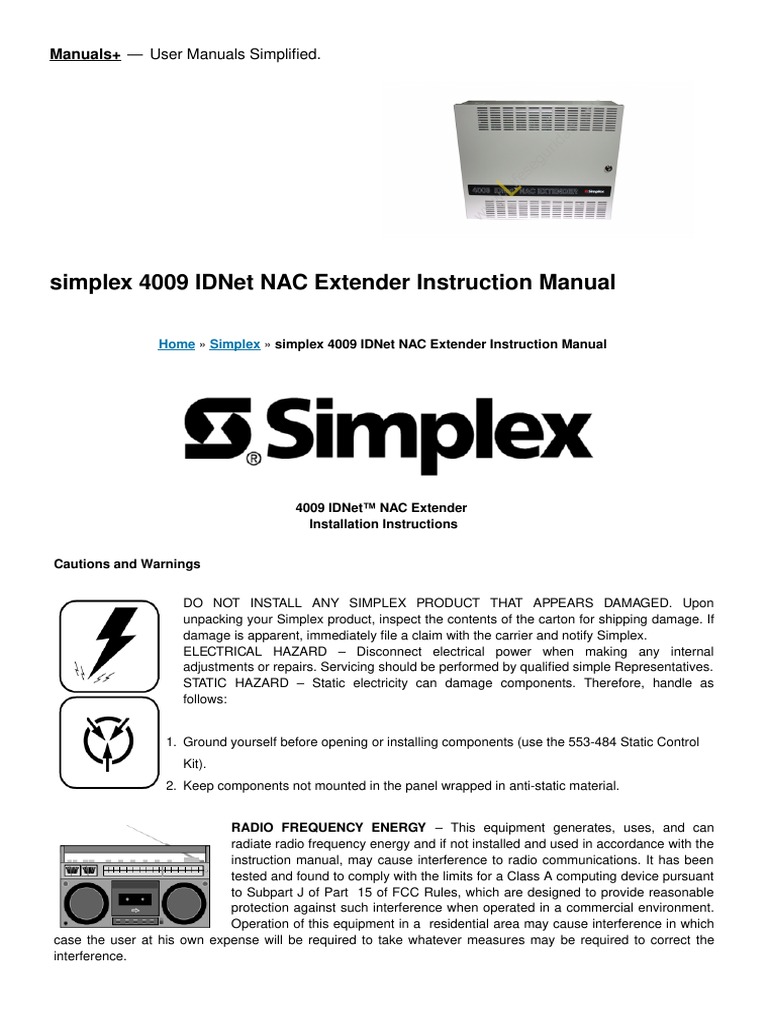 4009-idnet-nac-extender-manual | PDF | Electrical Wiring | Optical Fiber