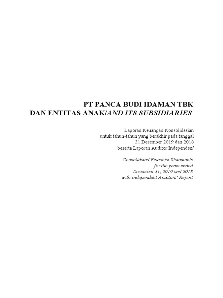 FY 2019 PBID Panca+Budi+Idaman+Tbk | PDF
