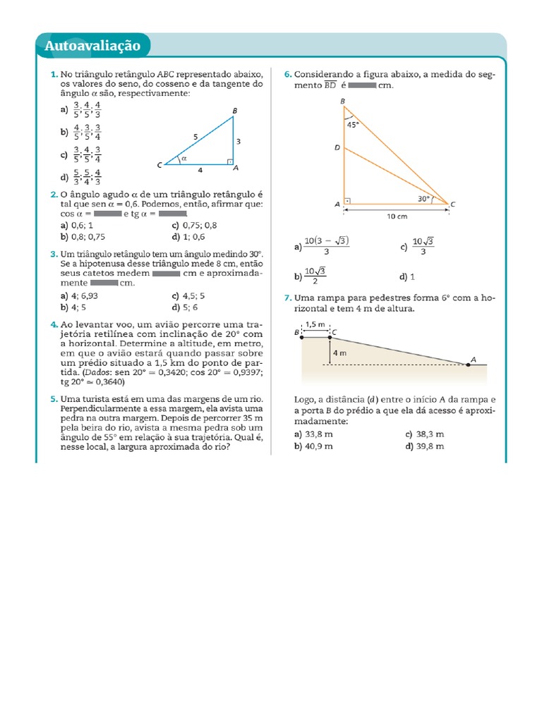 Lista de Exercícios Triangulos Retângulos | PDF