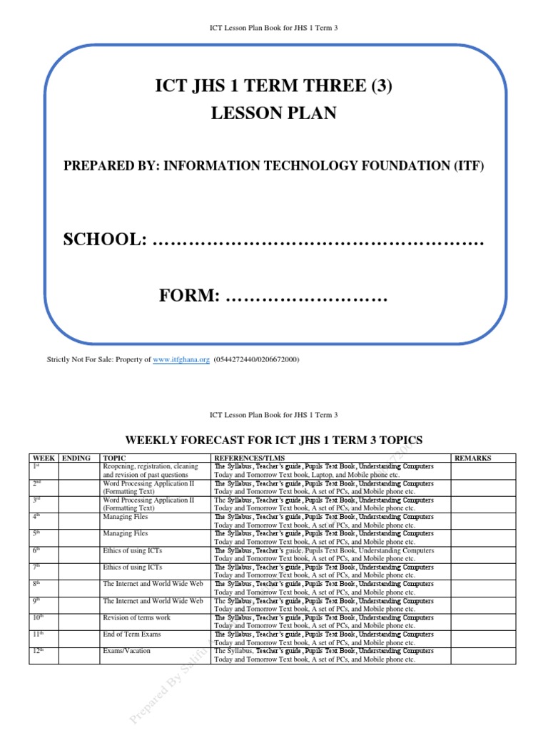 ICT JHS 1 Term 3 Lesson Plan Draft 2018 | PDF | Internet | Computer Virus