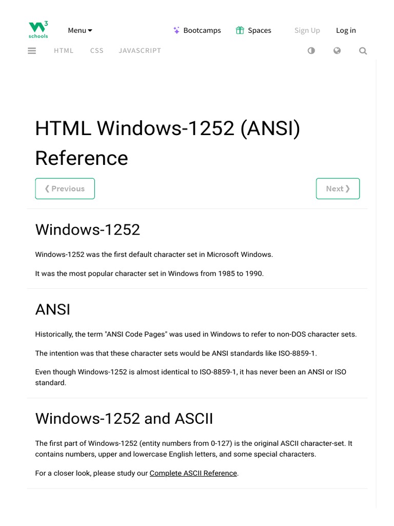 006 Html Windows 1252 Reference Pdf Typography Computing 