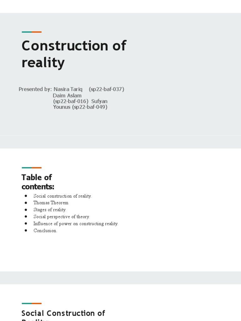 Construction of Reality | PDF | Reality | Social Constructionism
