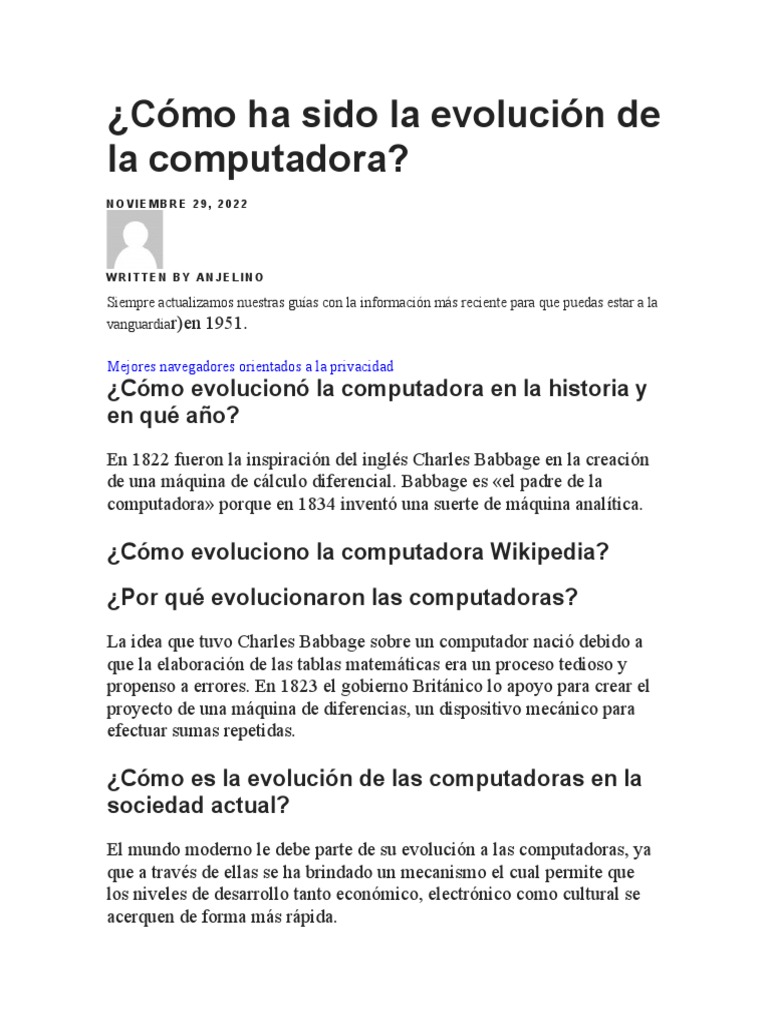 Cómo Ha Sido La Evolución de La Computadora | PDF | Hardware de la ...
