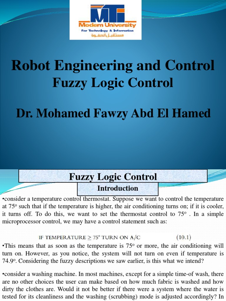 Robot Engineering and Control(Fuzzy Logic Control) | PDF | Fuzzy Logic | Logic