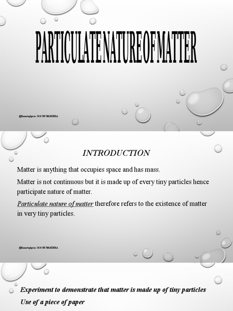 Particulate Nature of Matter Explained | PDF | Gases | Liquids