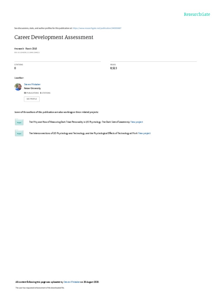 Career Development Assessment | PDF