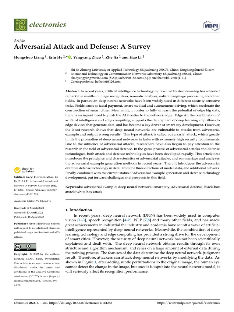 (2022) Adversarial Attack and Defense: A Survey | PDF | Deep Learning | Artificial Intelligence