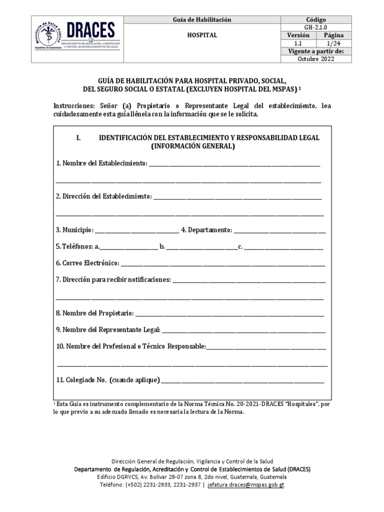 WWW - Mspas.gob - Gt. Gu A de Habilitaci N de Hospitales | PDF