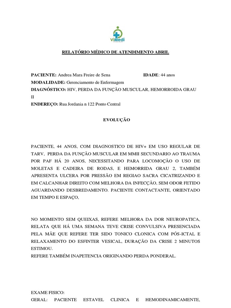 Modelo Relatório Médico 1 2 | PDF