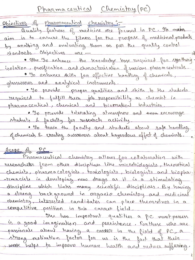 Pharmaceutical Chemistry 1st Year Notes | PDF