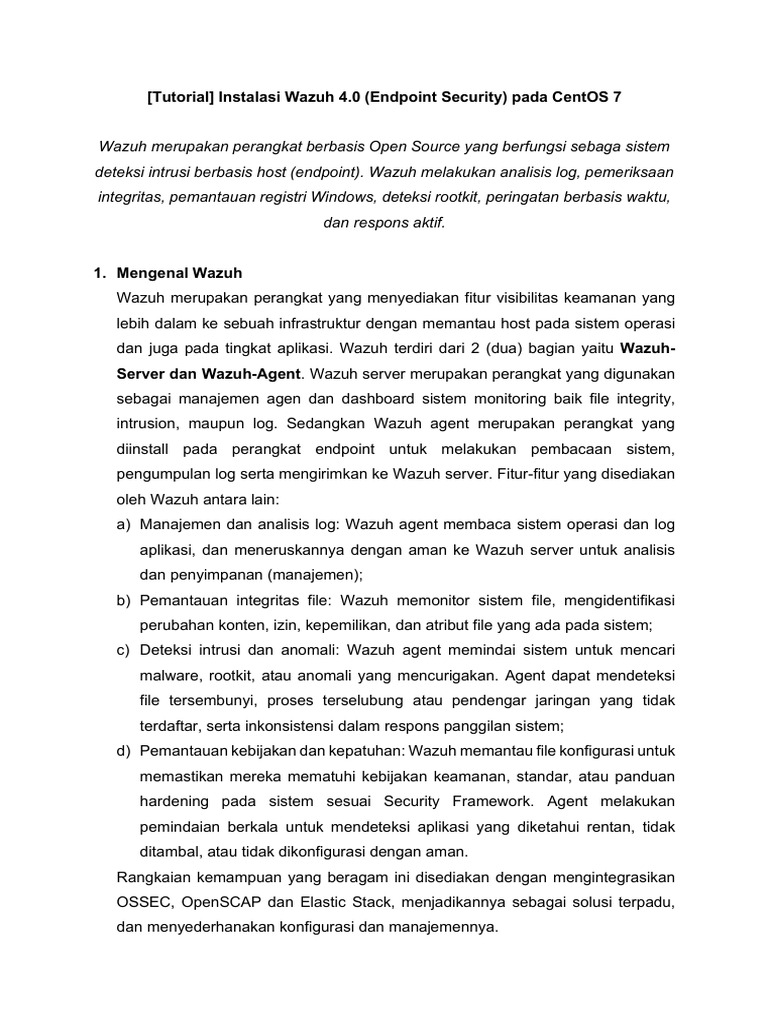 Tutorial Instalasi Wazuh (SIEM) | PDF