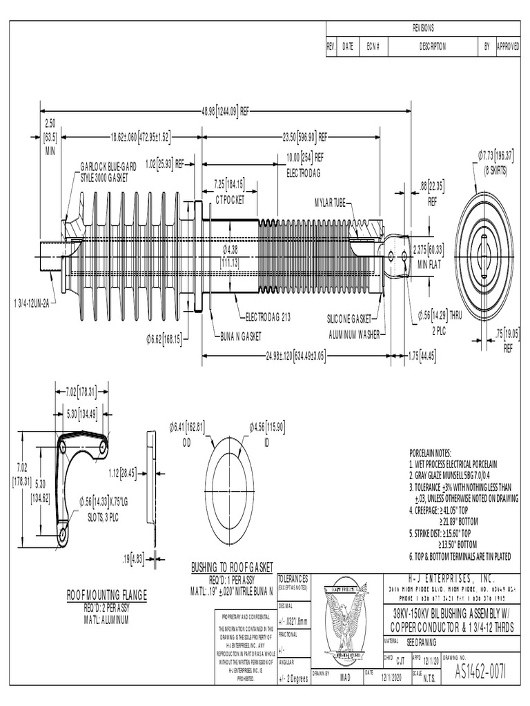 Bushing To Roof Gasket Roof Mounting Flange: Revisions Rev. Date Ecn ...