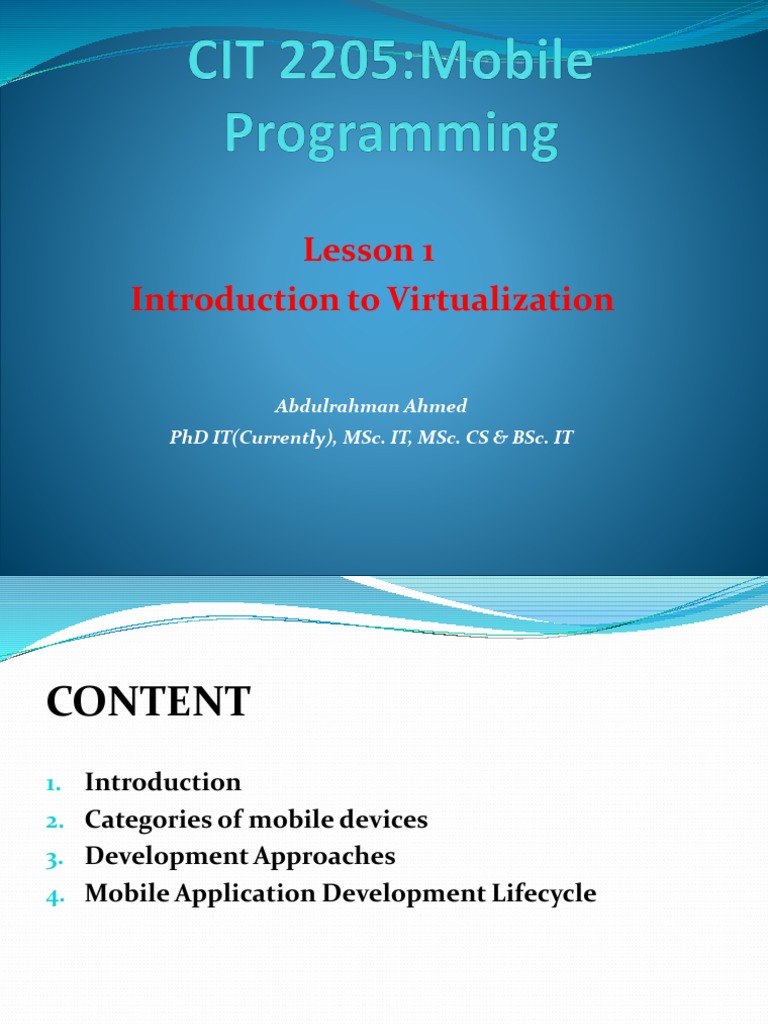 Introduction To Mobile Programming | PDF | Mobile App | Smartphone