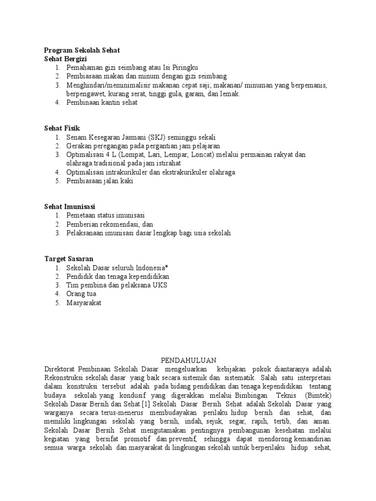 Contoh Program Sekolah Sehat 1 | PDF