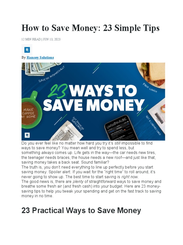 How To Save Money | PDF | Refinancing | Mortgage Loan