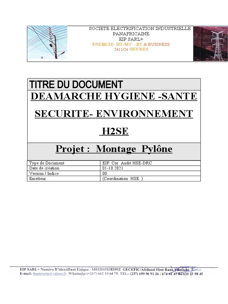 Plan HSE EIP Projet Pylônes | PDF | Risque | Sécurité