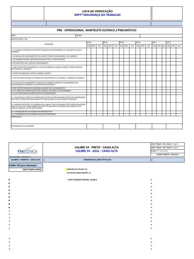 check list martelete eletrico | PDF