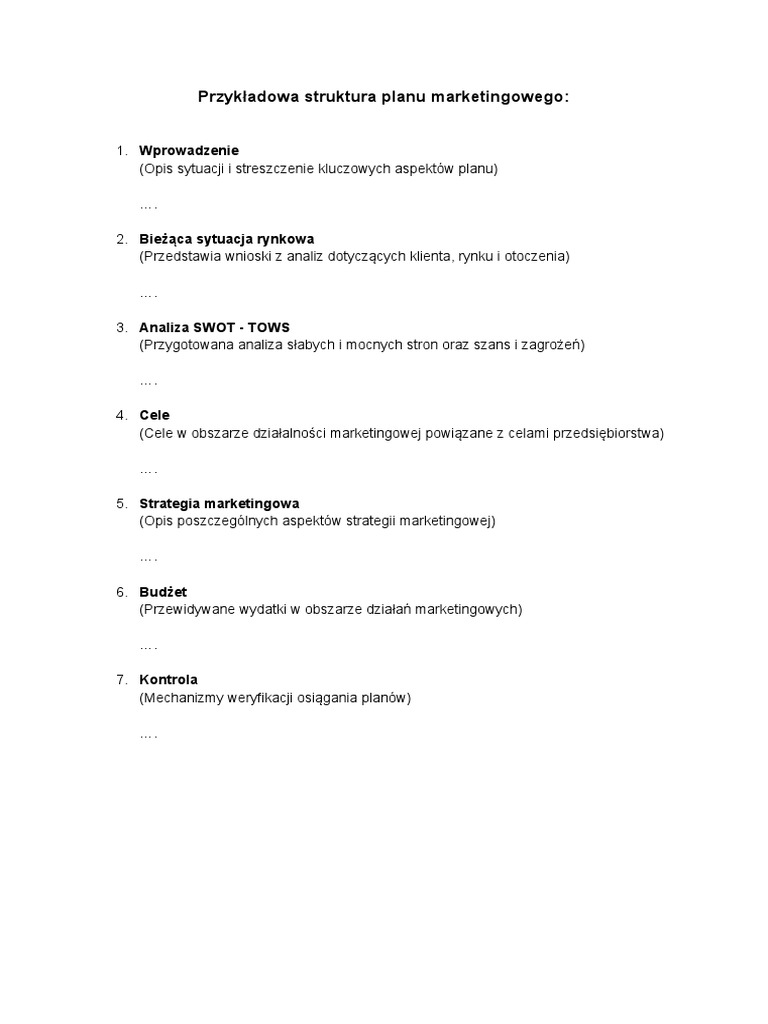 Kopia Plan Marketingowy - Szablon | PDF