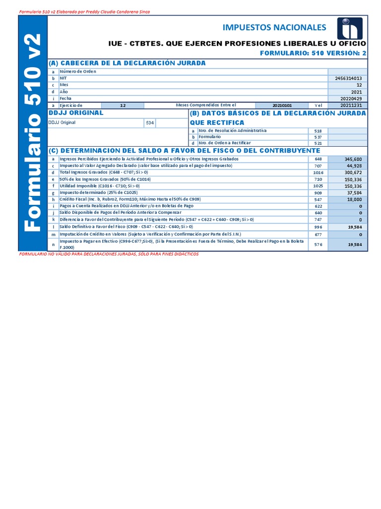 Roman Estrada Peralta Mojica Form 510 G2021 | PDF | Impuestos | Gobierno
