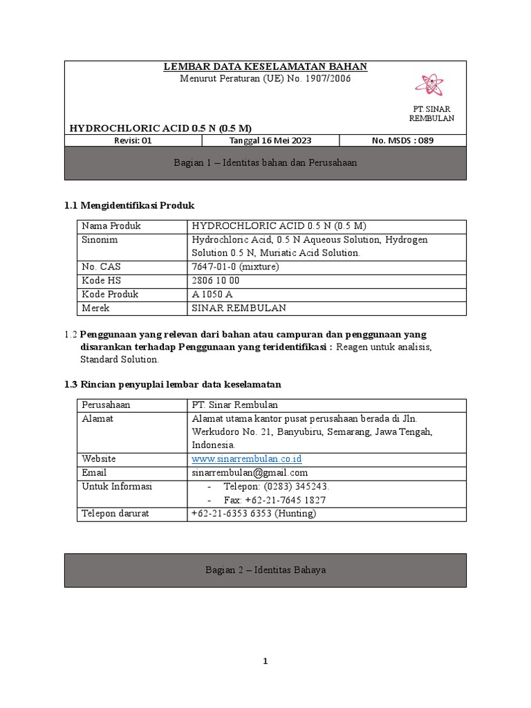 Template Lembar Data Keselamatan Bahan | PDF