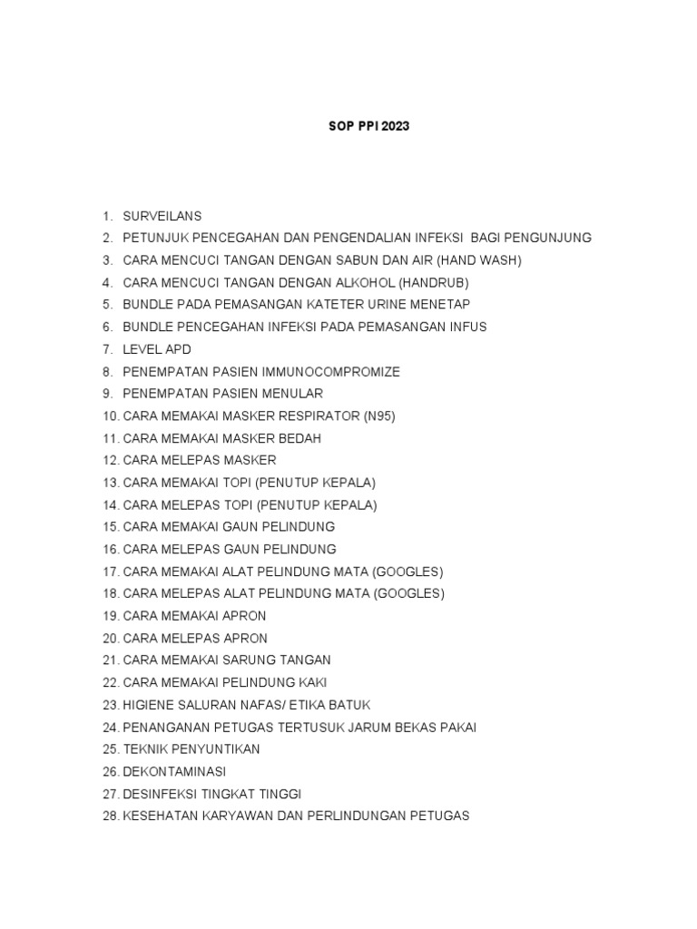 SOP PPI & Keselamatan Pasien 2023 | PDF