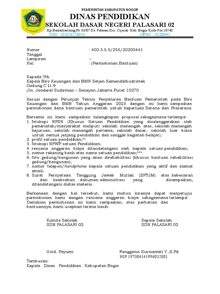 Surat Permohonan SD | PDF