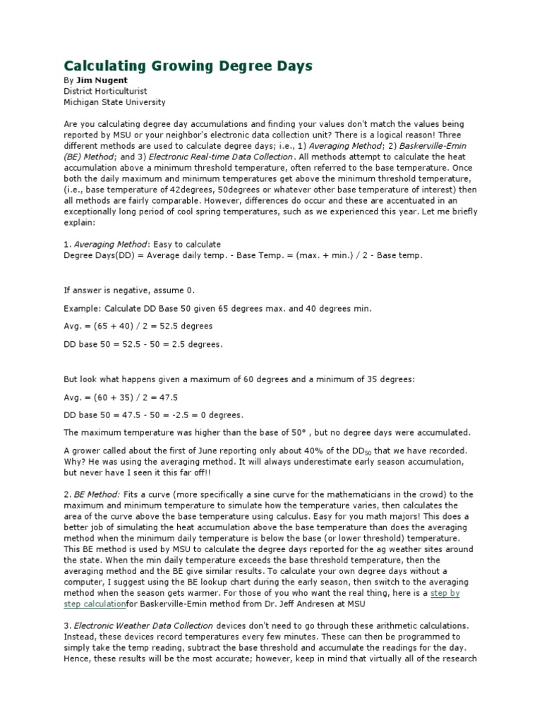 Calculating Growing Degree Days | PDF
