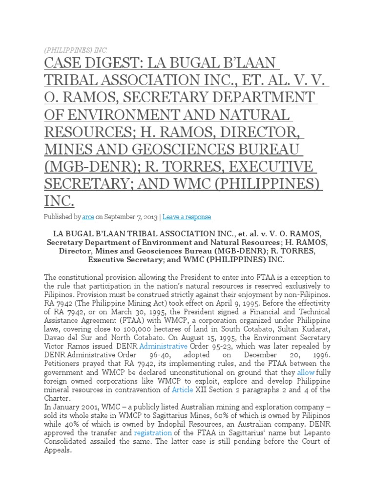 La Bugat B Laan Tribe Asoc Inc V Ramos | PDF