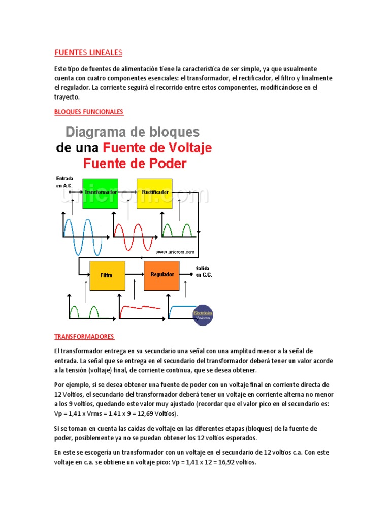 Fuentes Lineales | PDF | Rectificador | voltaje