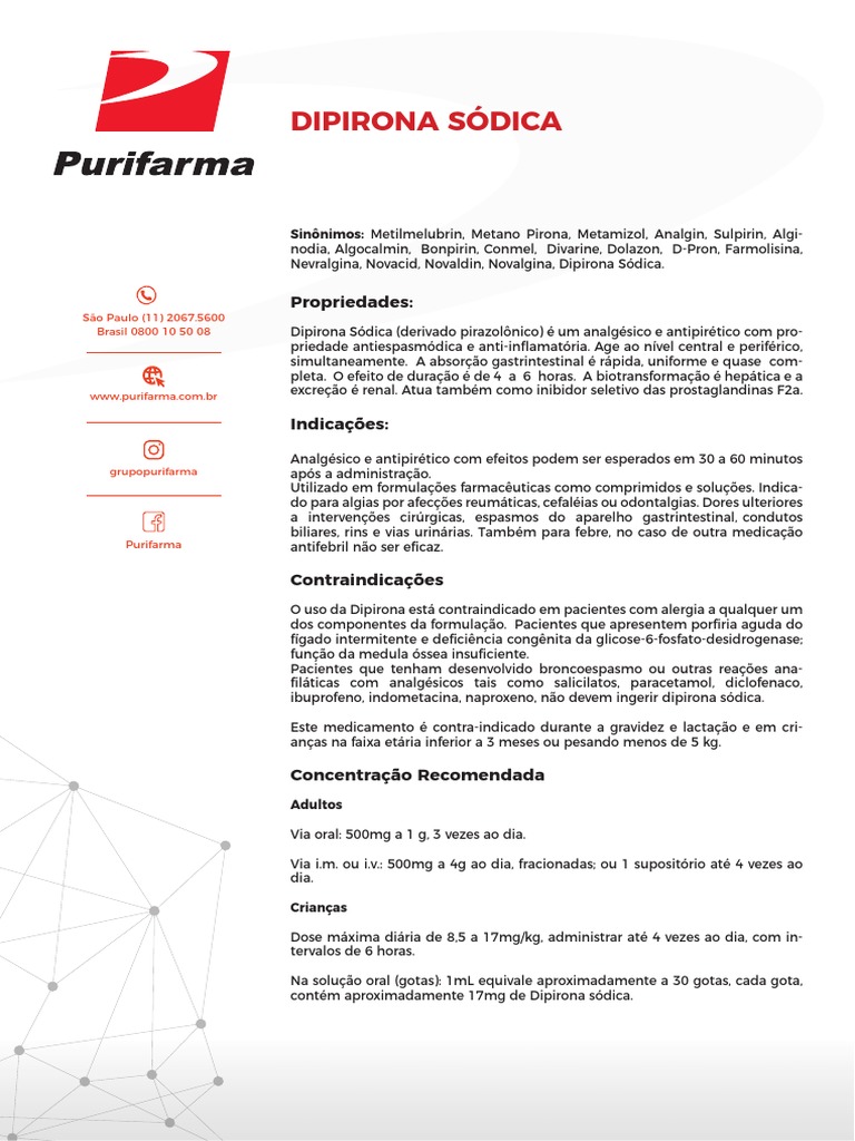 Bula da Dipirona Sódica e Indicações | PDF | Bem-estar