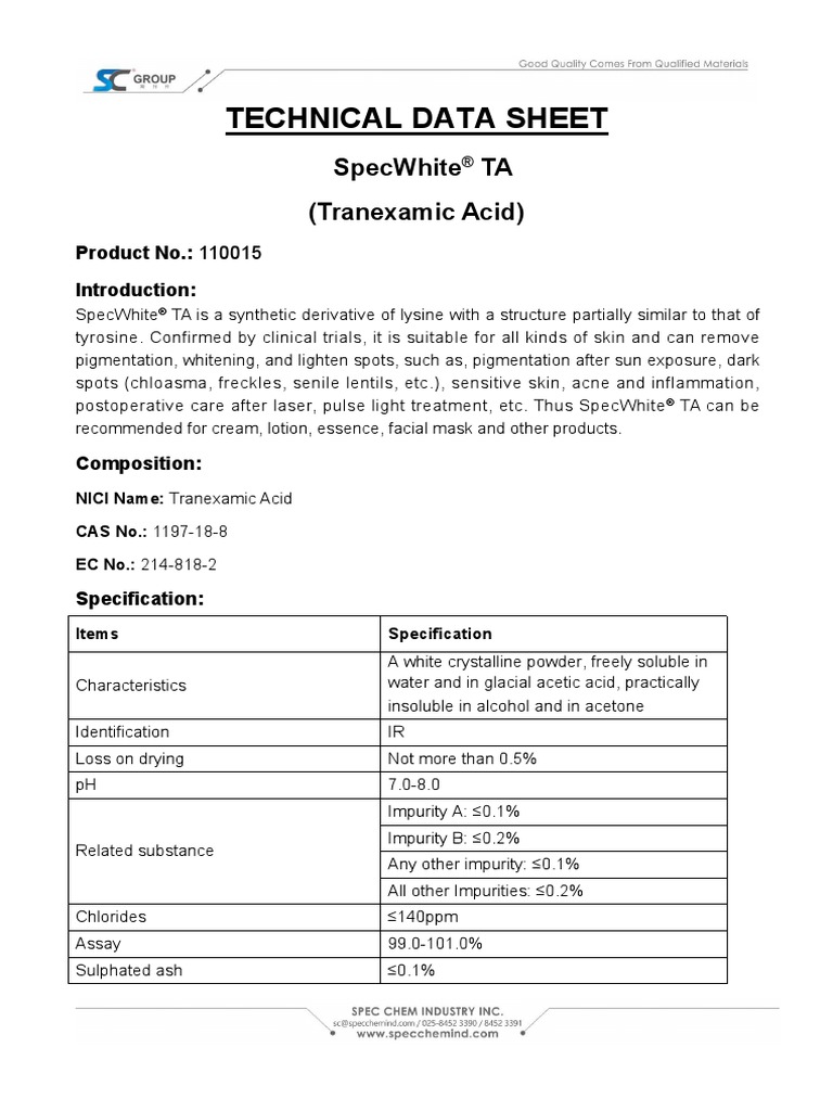 TDS-traexamic Acid | PDF