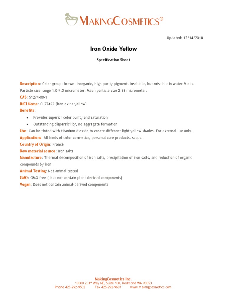 Fact Sheet Pigment Iron Oxide Yellow | PDF | Technology & Engineering