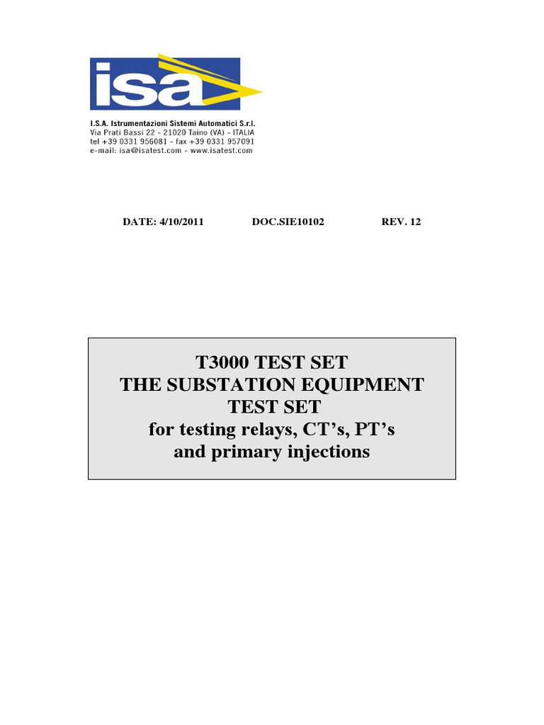 T3000 Test Set User Manual | PDF