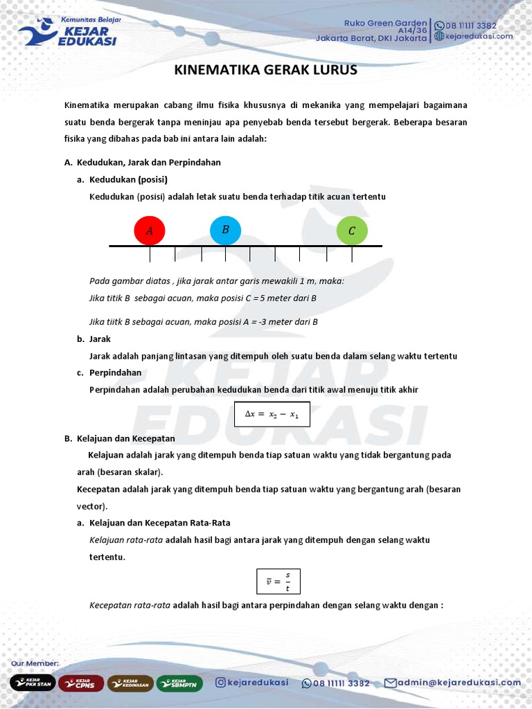 TKA Saintek - Fisika - KINEMATIKA GERAK LURUS | PDF