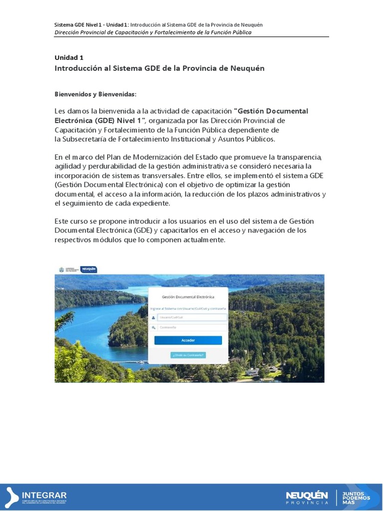 Sistema de GDE Nivel 1 - Unidad 1 | PDF