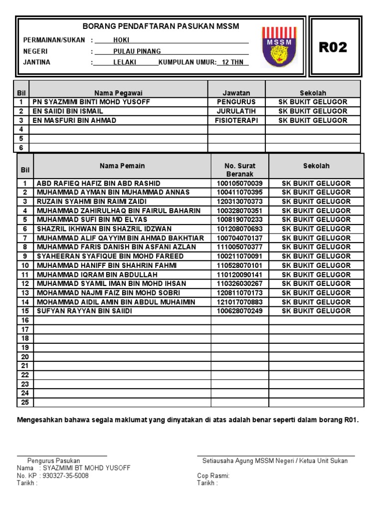 Borang R02 HokiSKBG | PDF