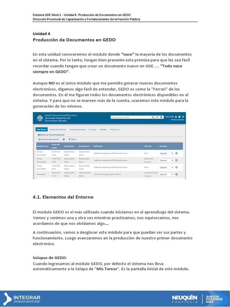 Sistema de GDE Nivel 1 - Unidad 4 | PDF