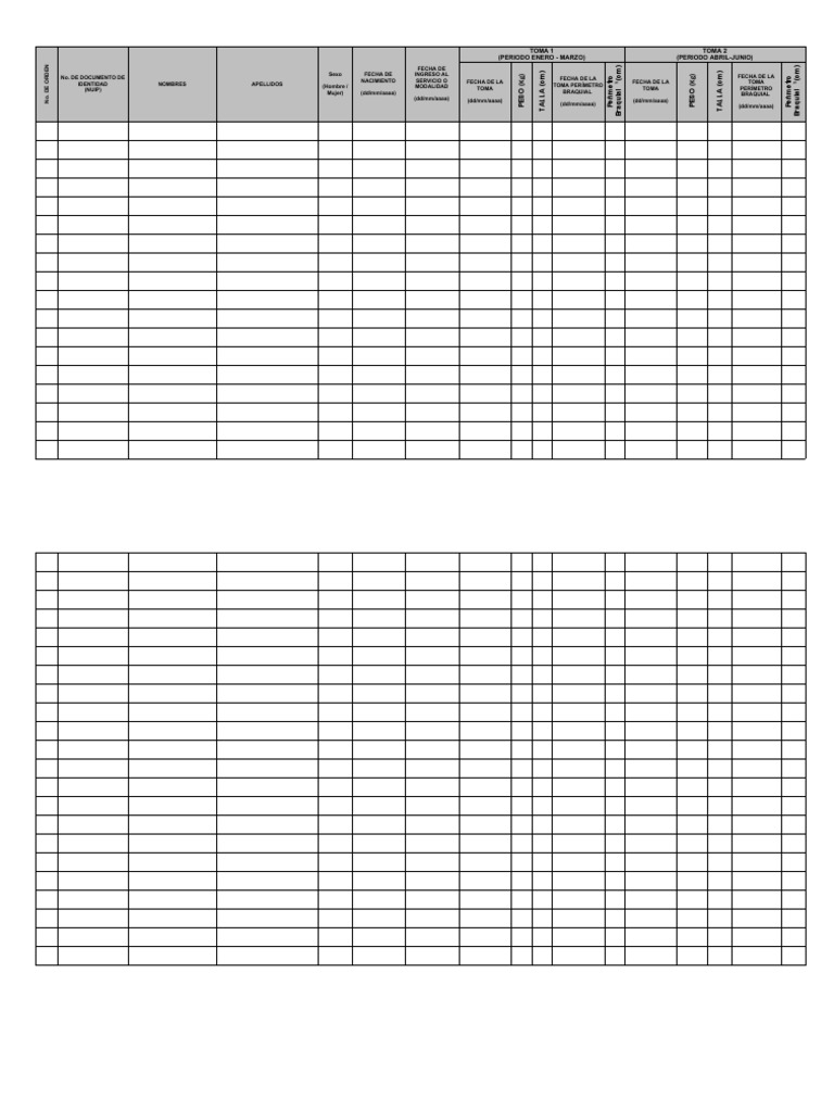 Formato de Datos Antropometricos Uds Uno | PDF