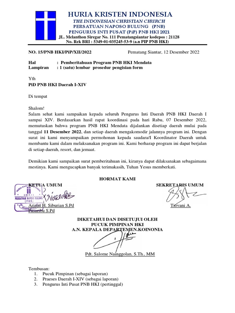 Surat Pemberitahuan Ke Daerah | PDF